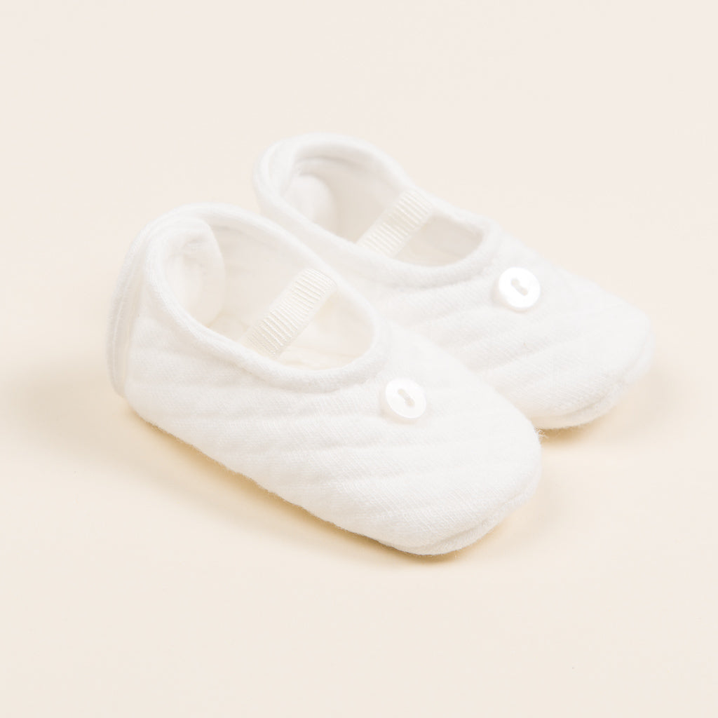 Baby Girl Booties - Ivory Quilted Shoes – Baby Beau and Belle